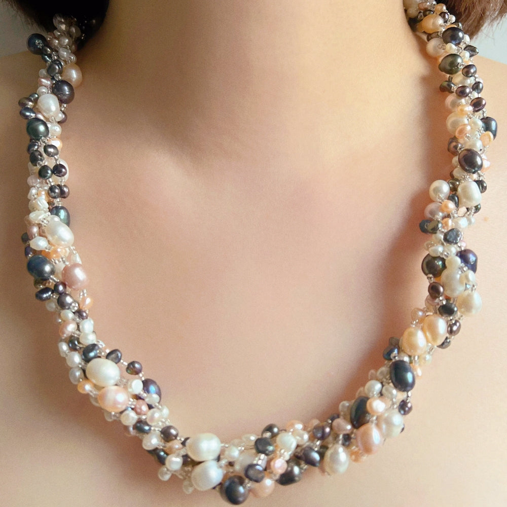 Freshwater Pearl Twisted Necklace Gardenia Akuna Pearls